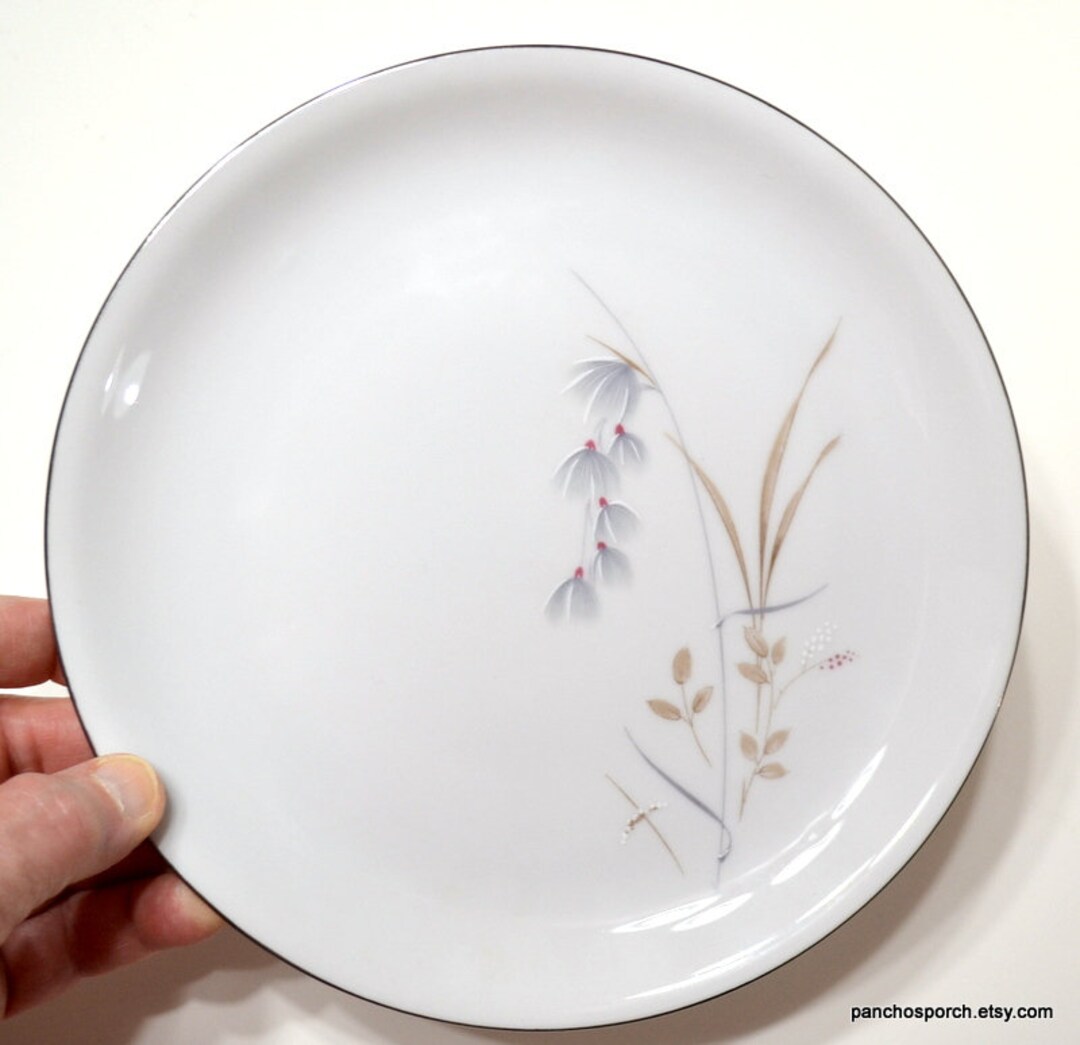 Vintage Saladmaster Fantasy Salad Plate Gray Tan Floral Platinum Rim ...