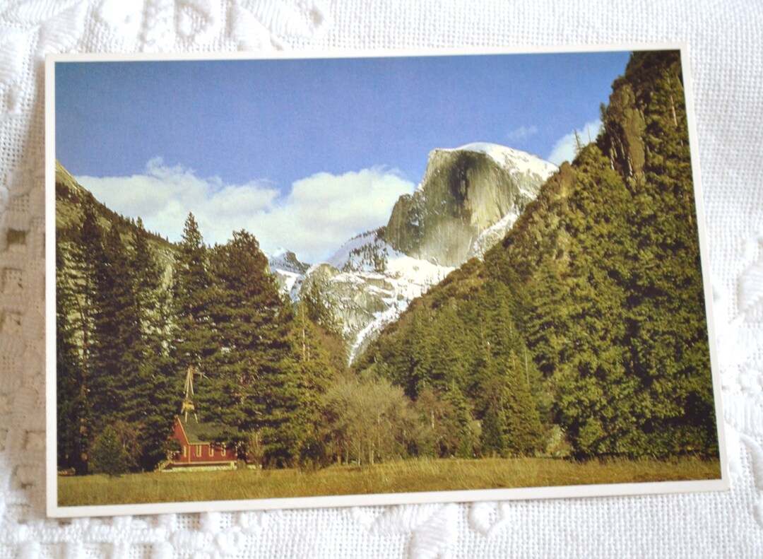 Vintage CALIFORNIA Post Card Yosemite Chapel Half Dome Road Trip ...