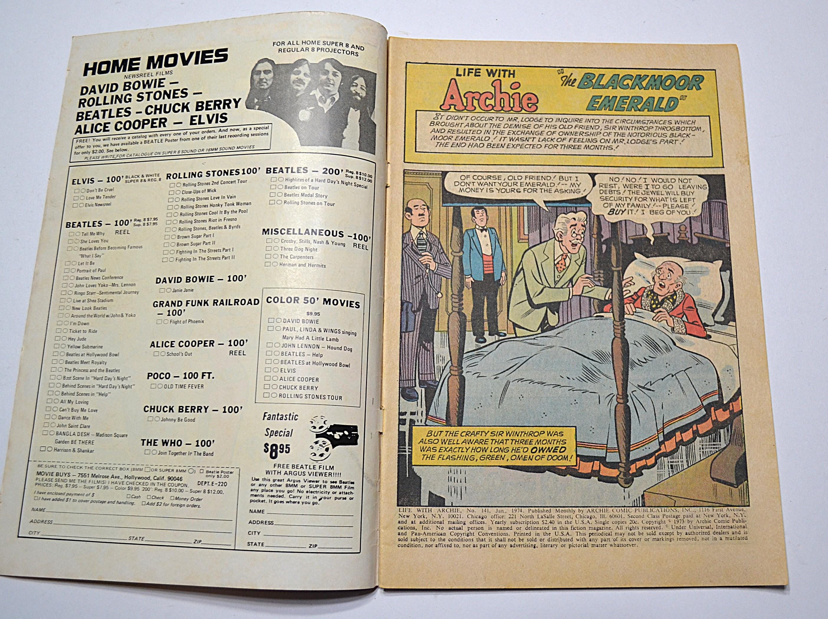 Vintage Life With Archie Comic Book, January 1974 Archie Comics No 141 ...