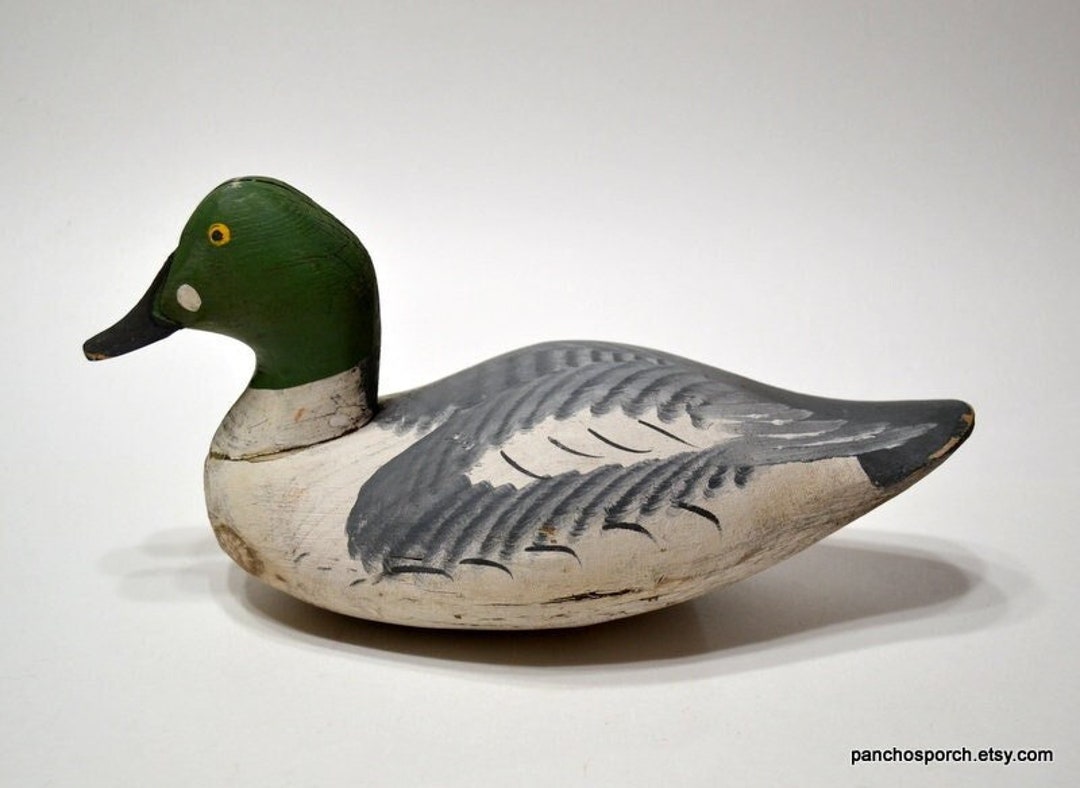Vintage Wood Decoy Goldeneye Drake Duck Hand Carved Wooden Decoy ...