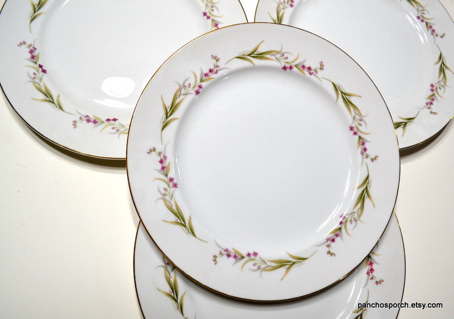 Vintage Prestige Dinner Plate Set of 4 Pink Floral Green - Etsy