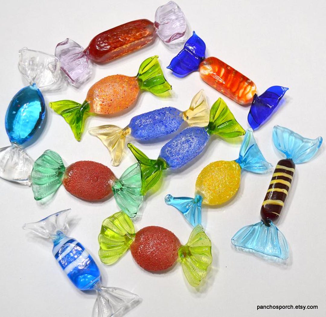 Vintage MURANO Glass Candies Set of 11 Bowl Filler Multicolor Rainbow ...