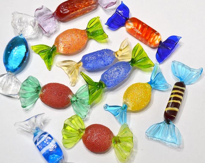 Vintage MURANO Glass Candies Set of 11 Bowl Filler Multicolor Rainbow ...