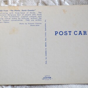 Vintage Pennsylvania Dutch Country Postcard Farmer Mules Plow Souvenir ...