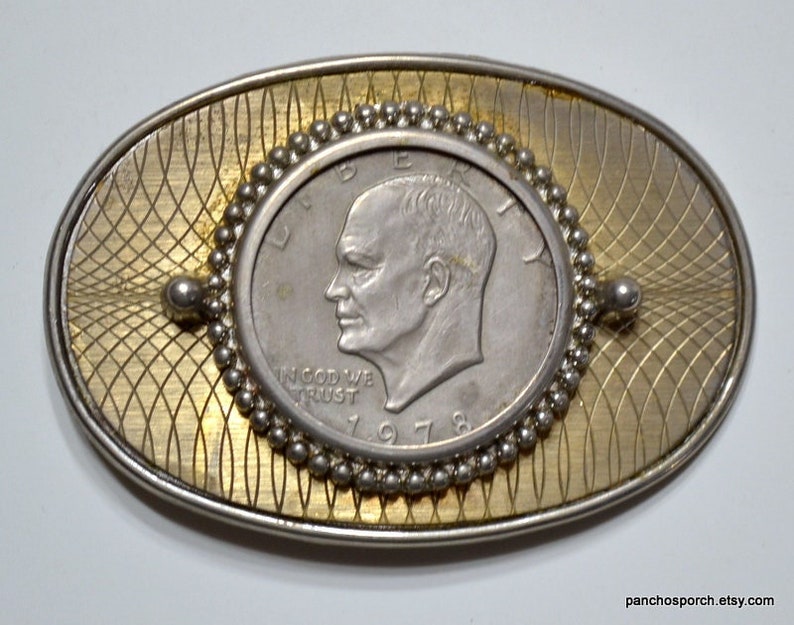 Vintage Eisenhower Dollar Belt Buckle 1978 One Dollar Coin Silver Metal ...