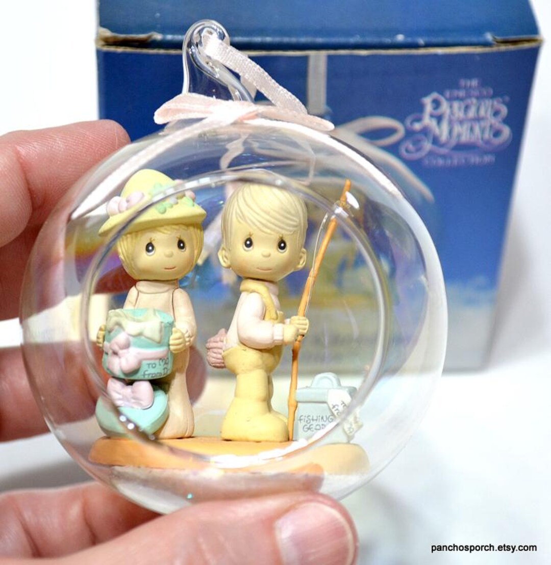 Vintage PRECIOUS MOMENTS Tree Ornament 1993 Blown Glass Ball Our First ...