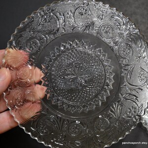 Vintage SANDWICH CLEAR Glass Bread Plate Set of 2 Duncan Miller Scroll ...
