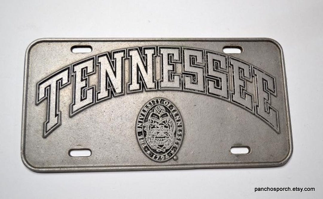 Vintage UNIVERSITY of TENNESSEE Pewter License Plate Metal Car Tag UT ...