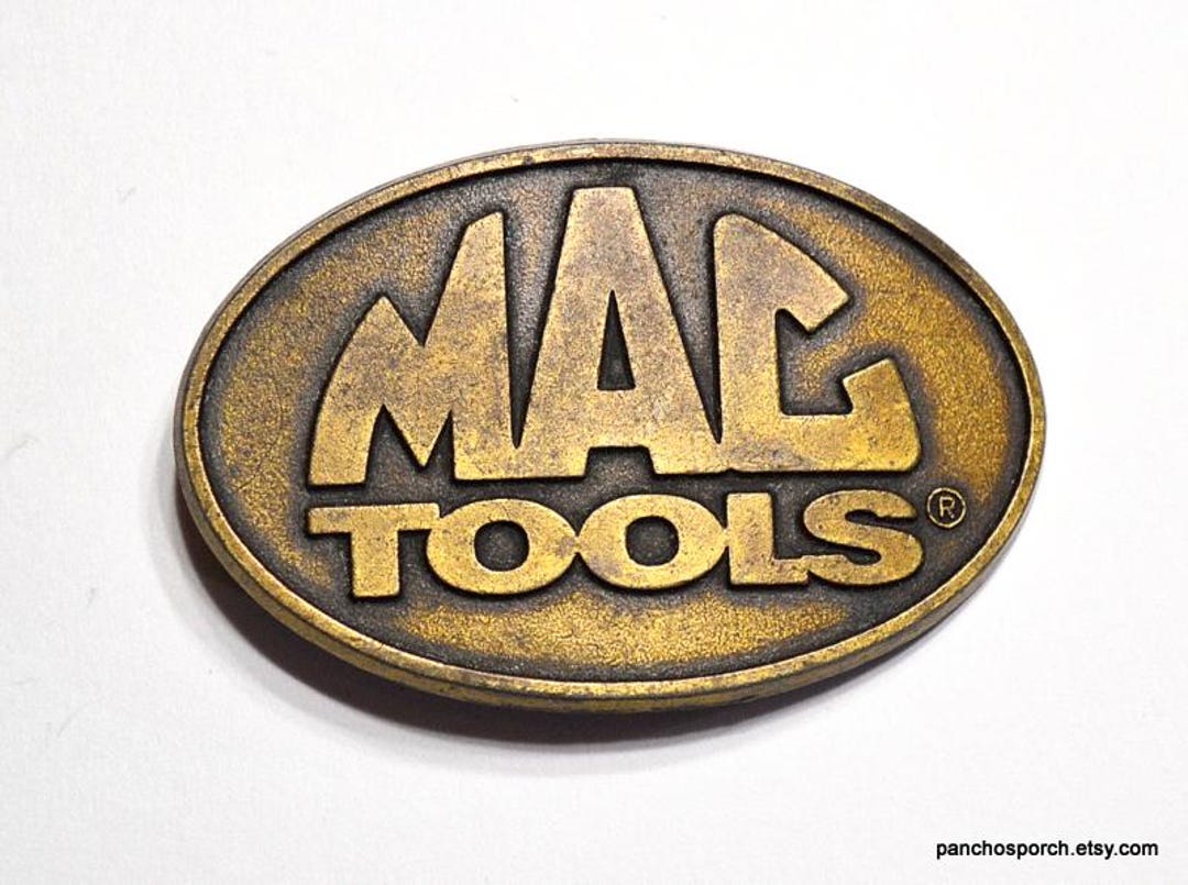 Vintage MAC TOOLS Belt Buckle Mechanics Tool Company Classic Logo Brass ...