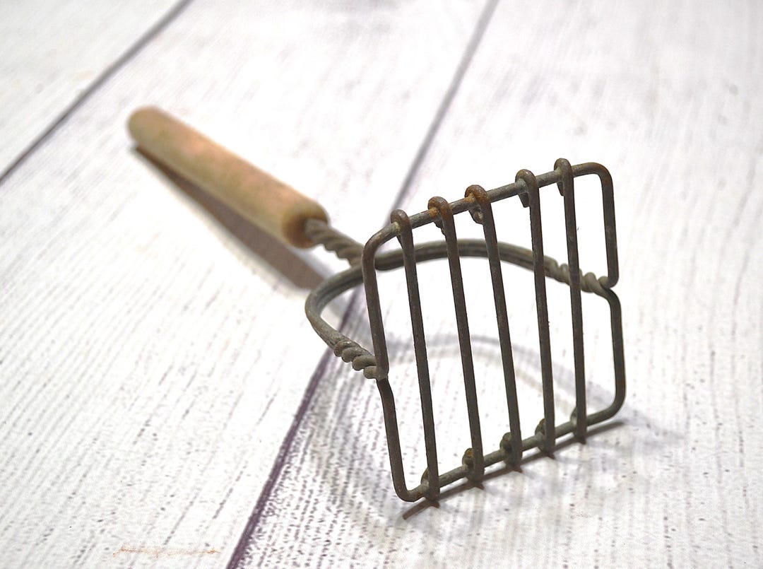 Vintage Wire Potato Masher Wooden Handle Rustic Farmhouse Kitchen ...