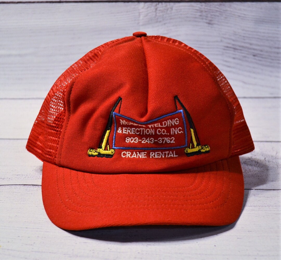 Vintage Mcabee Welding Hat Construction Red Snapback Trucker Cap ...