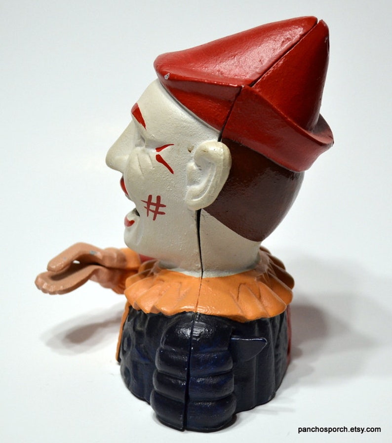 Vintage Cast Iron Clown Bank Mechanical Coin Bank Reproduction - Etsy