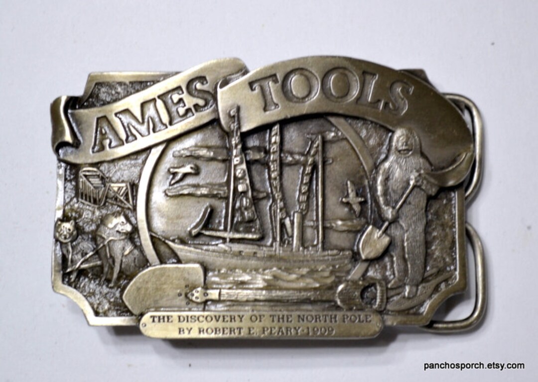 Vintage AMES TOOLS Belt Buckle 1983 North Pole Discovery Peary - Etsy