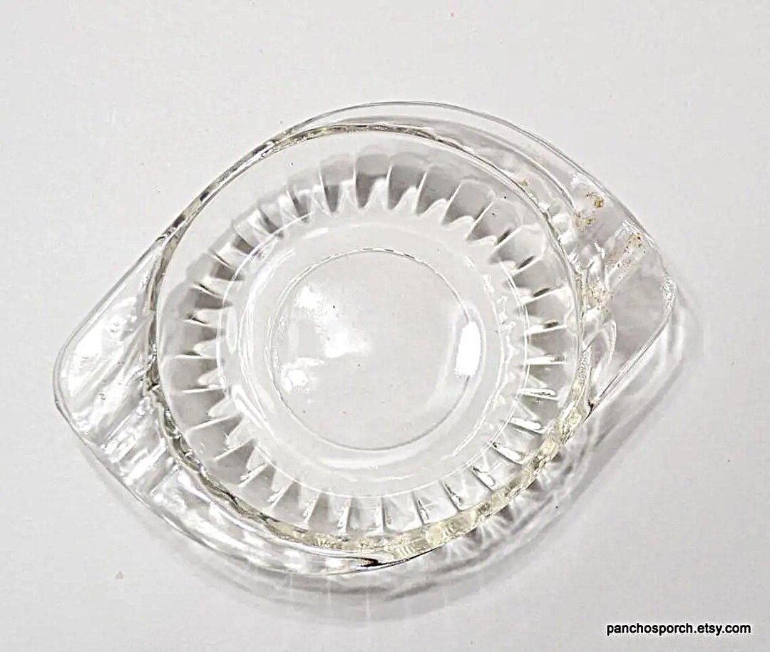 Vintage Clear Glass Ashtray Small Individual Swirl Shaped Ring Trinket ...
