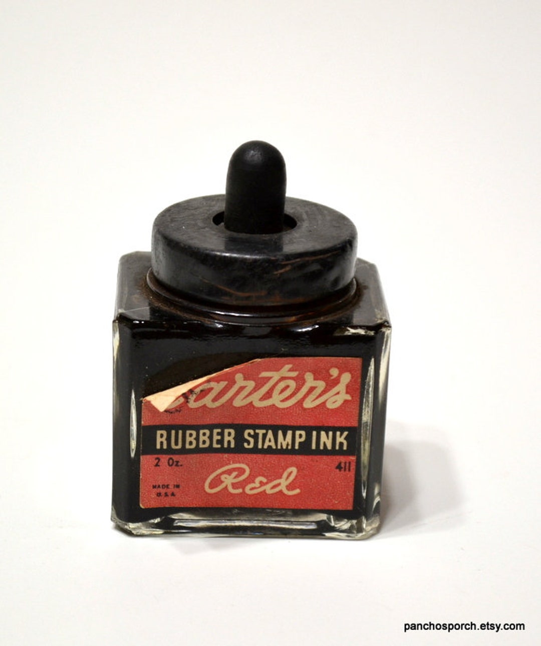 Vintage Carters Rubber Stamp Ink Bottle Red 2 Ounce Office Supplies ...