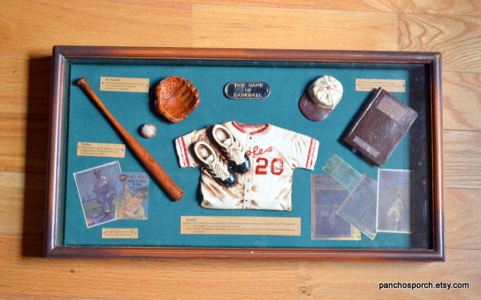 Vintage Game of Baseball Shadow Box Framed 3D Bat Mitt Cards | Etsy