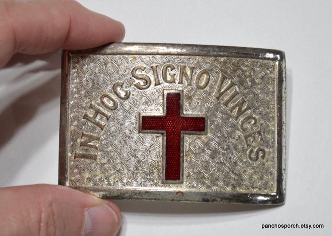 Vintage Masonic Knights Belt Buckle in Hoc Signo Vinces Freemasons ...