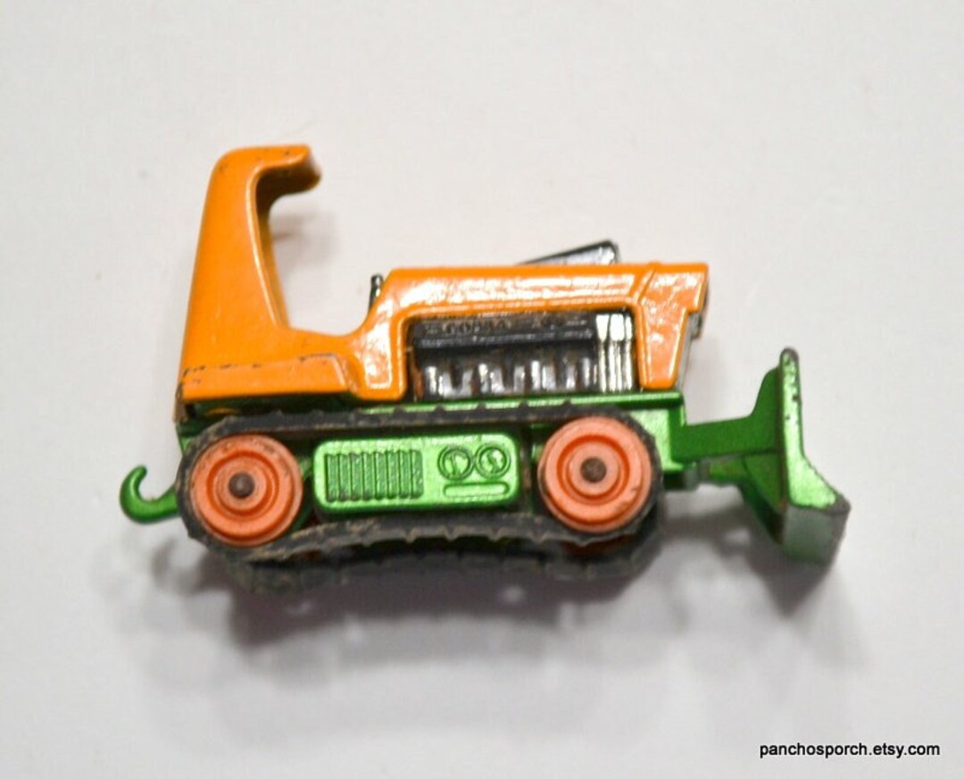 Vintage MATCHBOX Big Bull Bulldozer 1975 Orange Green Construction ...