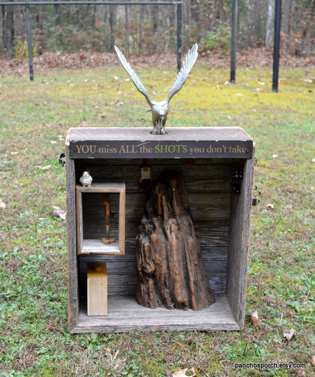 Vintage FOLK ART Diorama Shadow Box Shot Glass Display Rustic Quirky ...