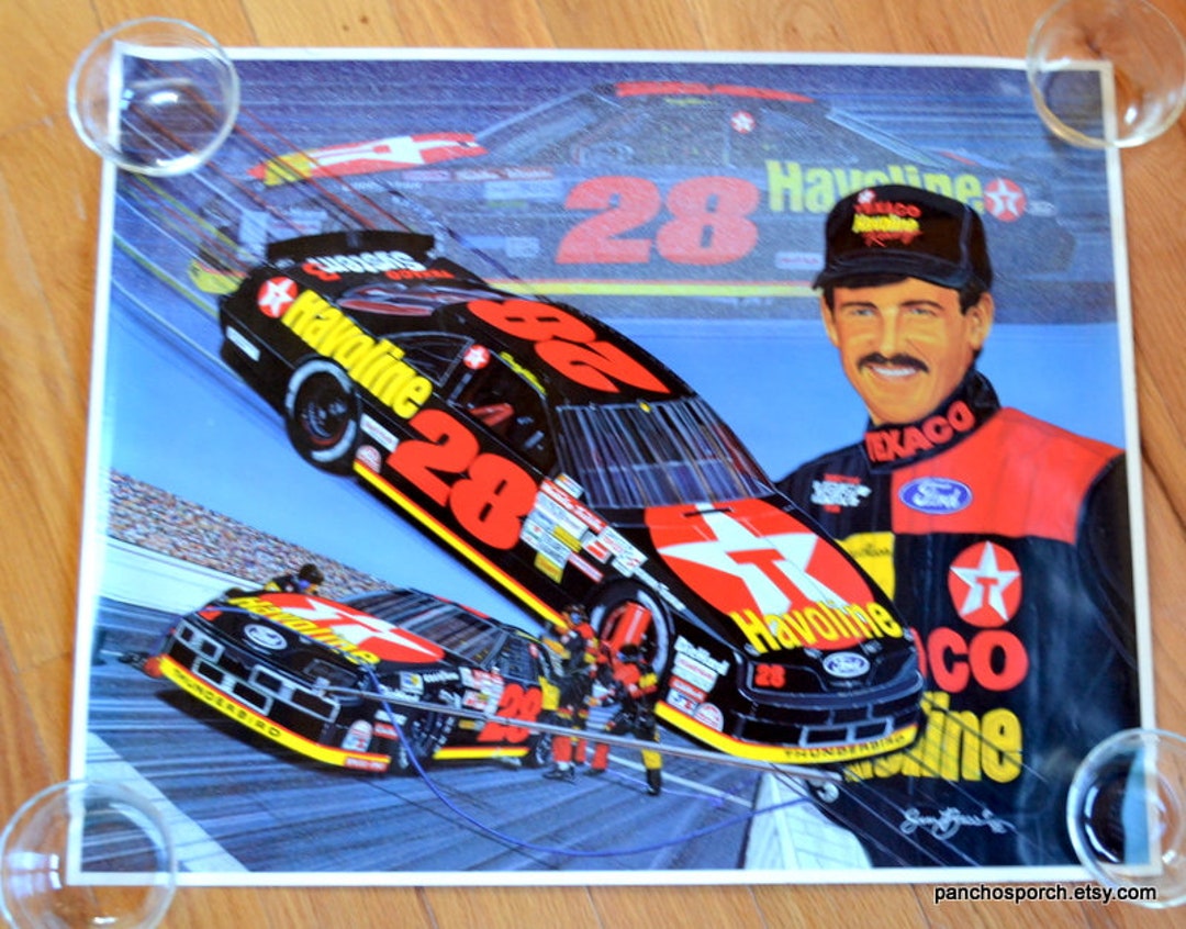 Vintage DAVEY ALLISON Poster Sam Bass 1992 Texaco No 28 Original NASCAR ...