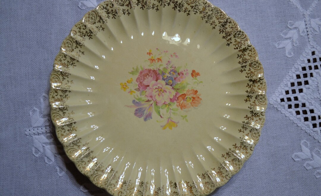 Vintage Imperial Ware Plate: Aristocrat Flowers, Gold Details - Etsy