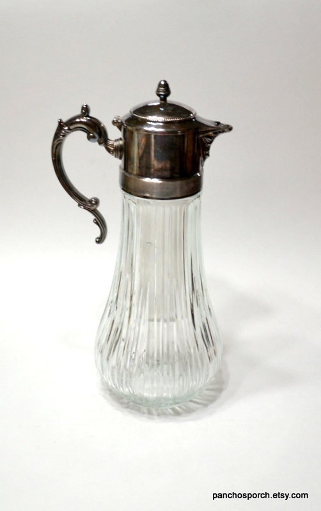 Vintage GODIGER Crystal Carafe Chiller Ice Core Pitcher Silver Plate ...
