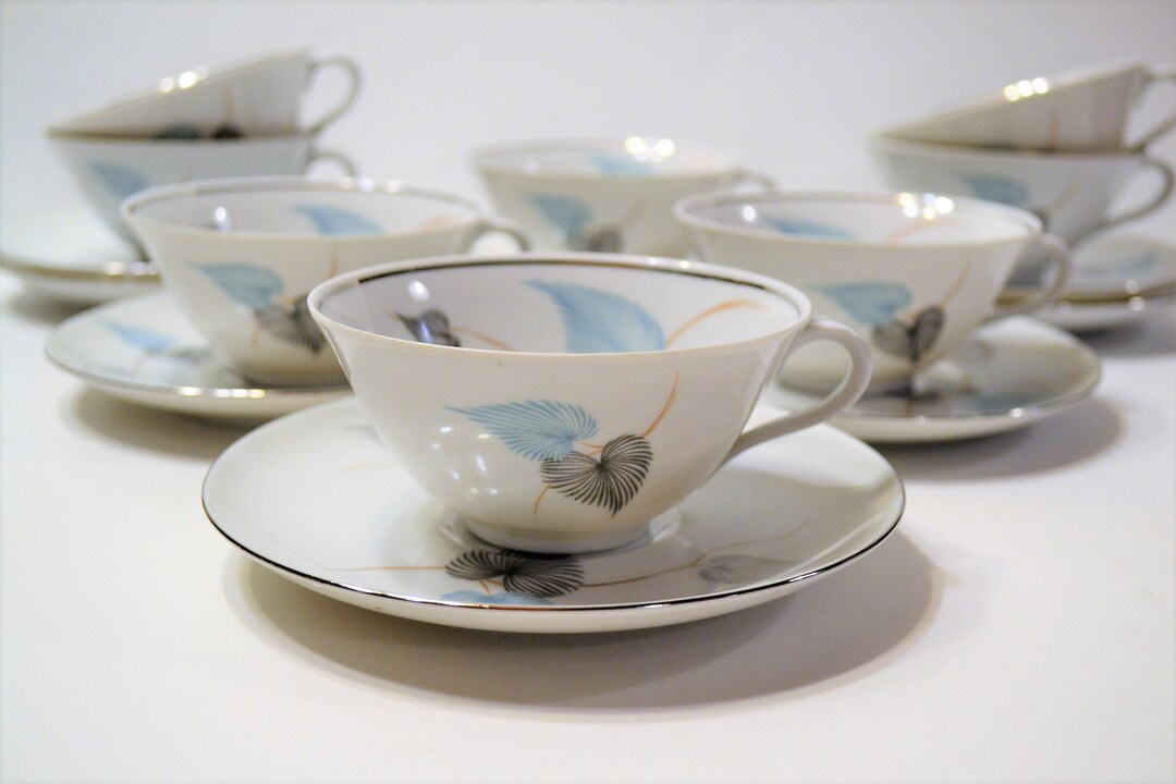 Vintage Eschenbach Baronet Shirley Cup and Saucer Set of 4 Aqua Blue ...