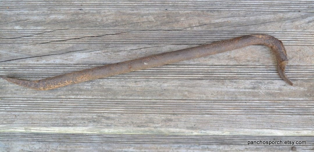 Vintage Rusty Metal Pry Bar Crowbar Broken End Construction Tool ...