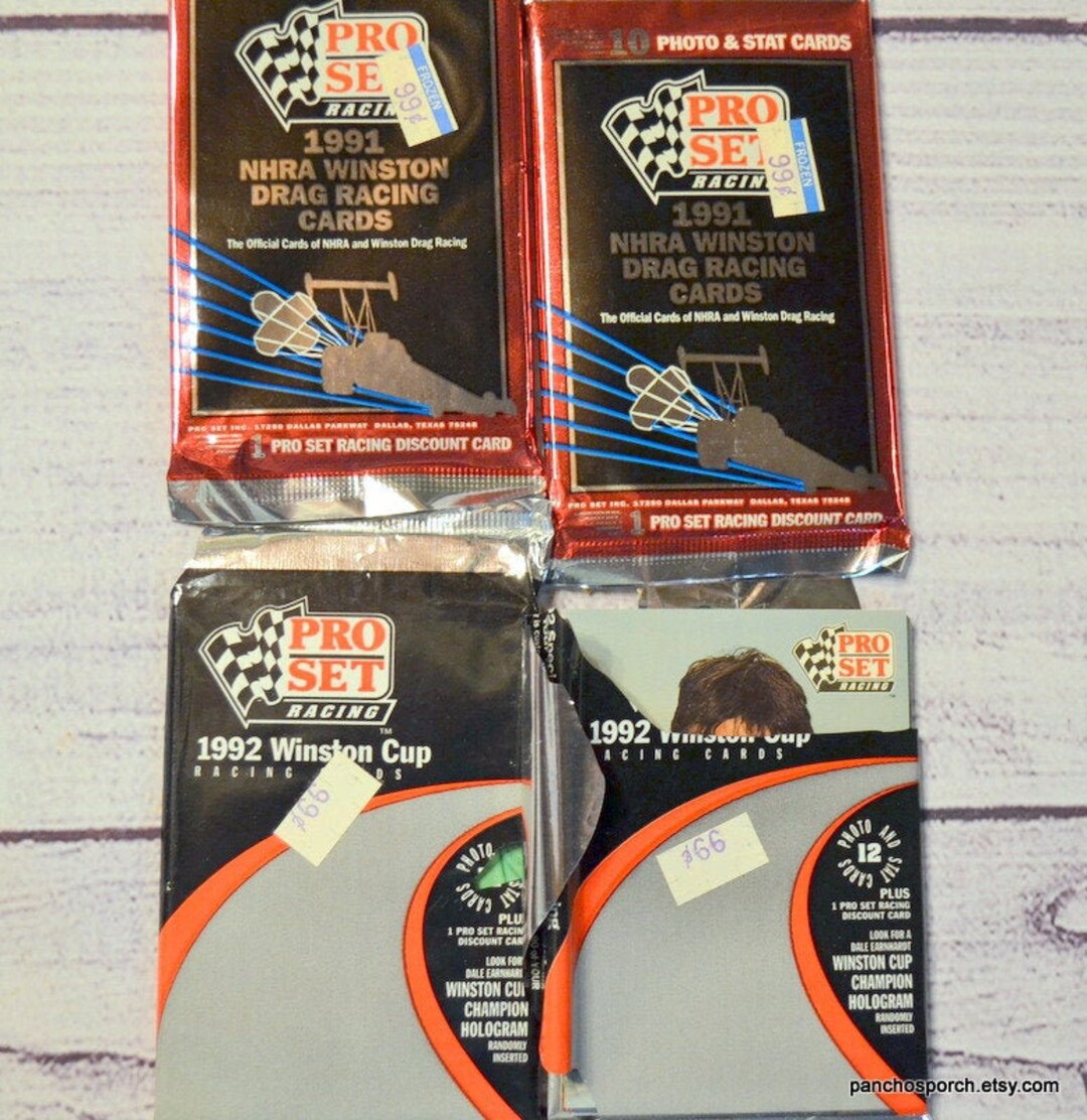 Pro Set Racing Cards Lot of 4 Packs Opened 1991 1992 Winston Racing ...