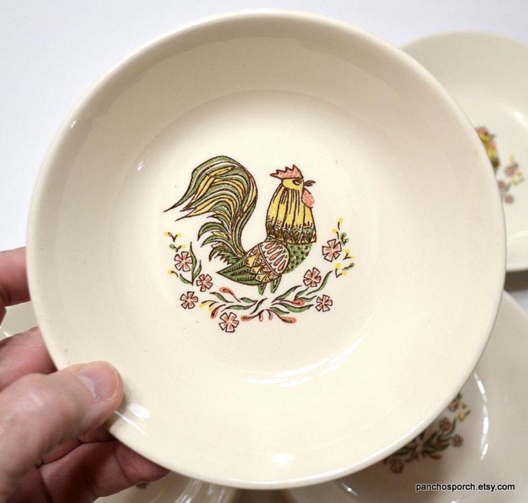 Vintage ROOSTER Cereal Bowl Set of 5 Taylor Smith Taylor TS&T Yellow ...