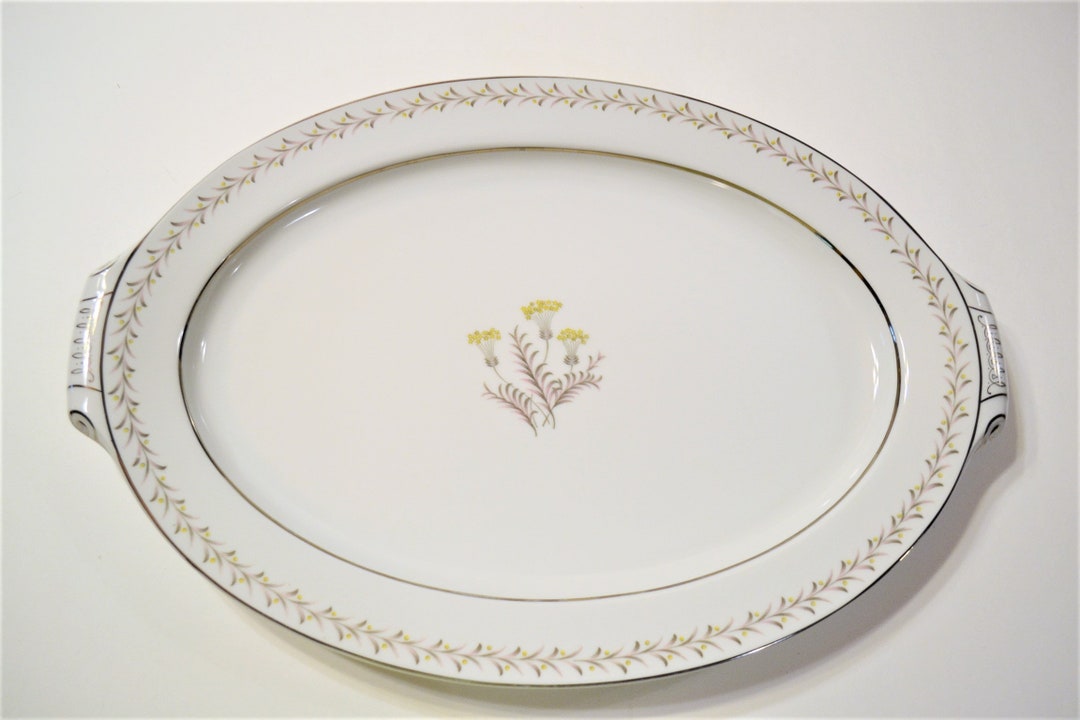 Vintage Narumi Lenora Large Oval Serving Platter Simple Floral Pattern ...