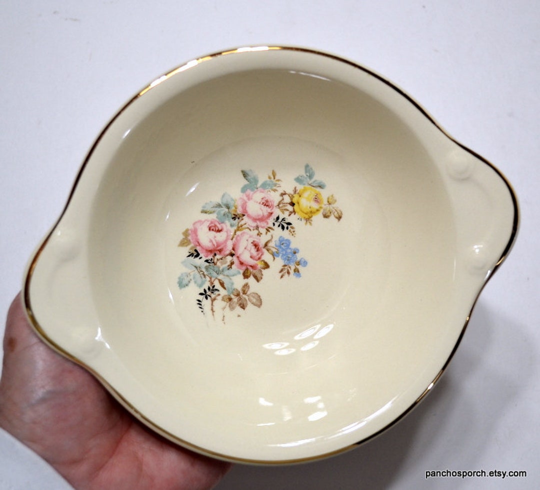 Vintage Taylor Smith Taylor Floral Lugged Cereal Bowl Pink Yellow Roses ...