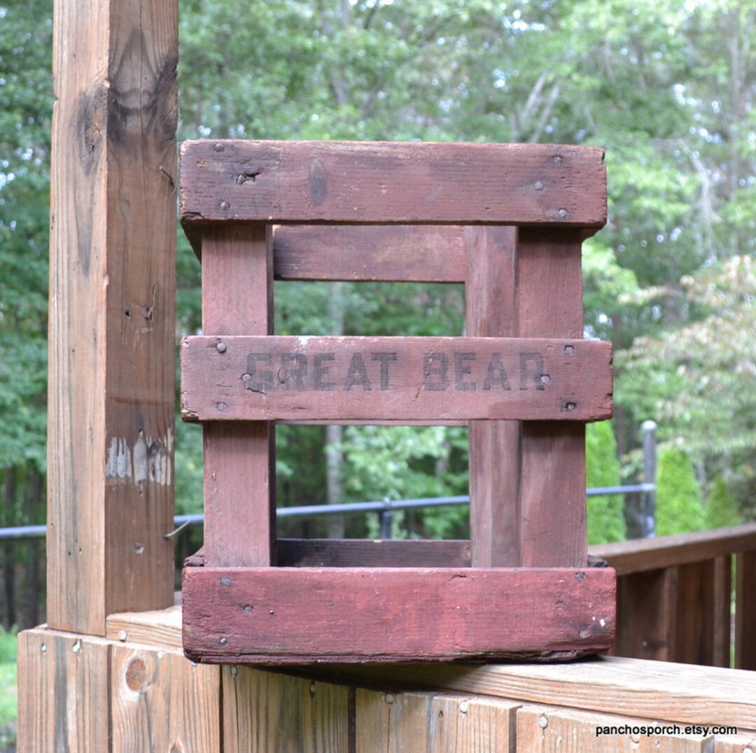 Vintage GREAT BEAR Wooden Crate 5 Gallon Water Bottle Wood Box Rustic ...