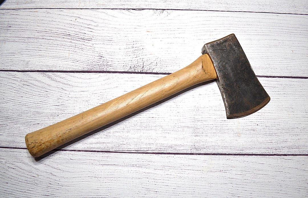 Vintage Hatchet Hand Axe Wooden Handle Unmarked Rustic Hand Tool Man ...