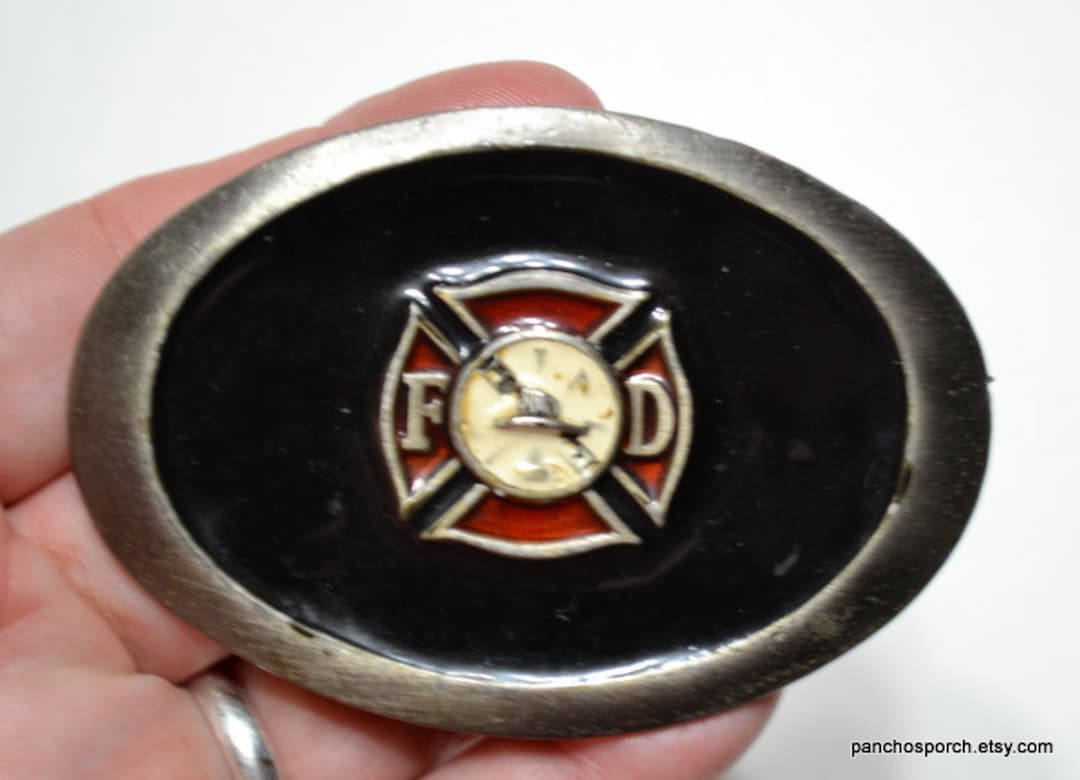 Vintage Fire Department Belt Buckle 1983 FD Logo Pewter Enamel - Etsy