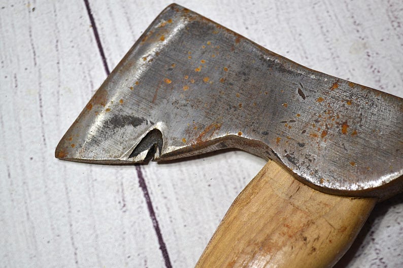 Vintage Hatchet Wooden Handle Rustic Hand Roofing Carpenter Tool Man ...