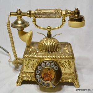 Vintage Vintage Ornate Rotary Telephone Gold Tone Hollywood Regency ...