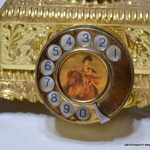 Vintage Vintage Ornate Rotary Telephone Gold Tone Hollywood Regency ...