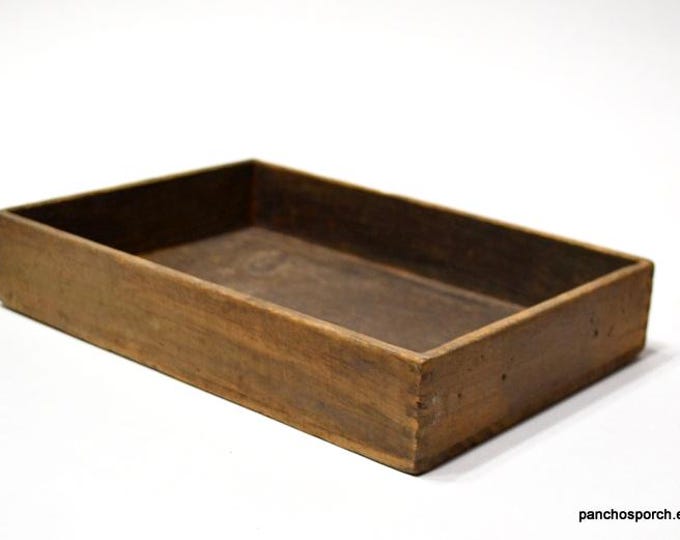 Vintage Wooden Box Tray Drawer Dovetailed Wood Open Box Rustic ...