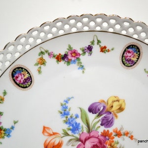 Vintage ELEANOR Round Plate Platter Reticulated Pierced Edge Floral ...