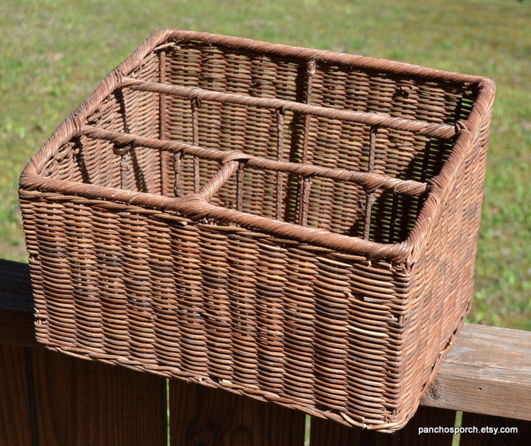Vintage Wicker Organizer Paper Letter Sorter Home Office Craft Room ...