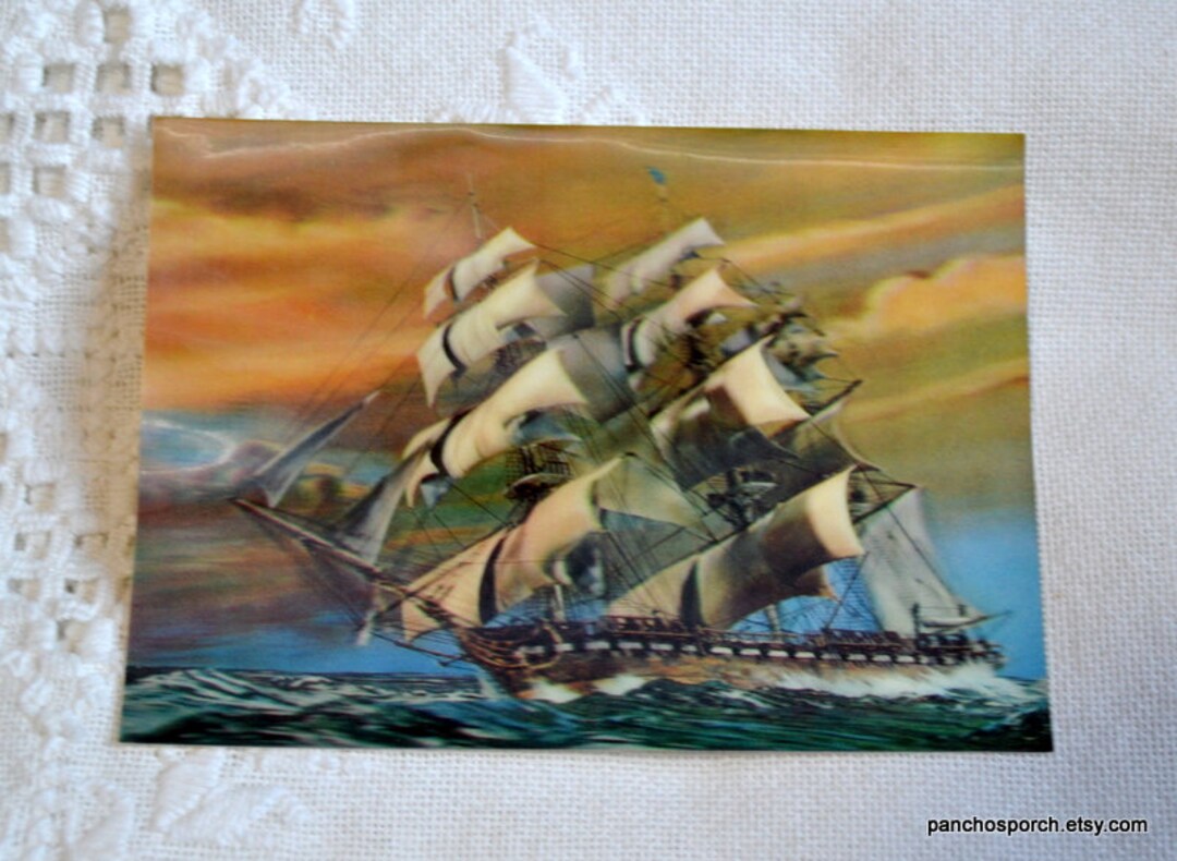 Vintage 3D Sailing Ship Postcard: Nautical Japan Memorabilia - Etsy