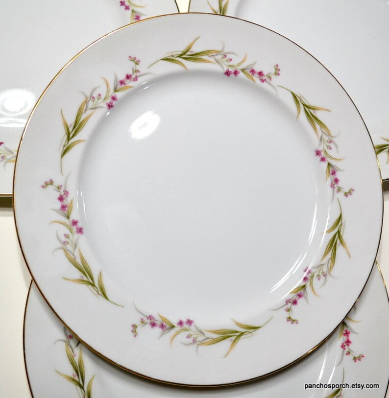 Vintage Prestige Dinner Plate Set of 4 Pink Floral Green - Etsy