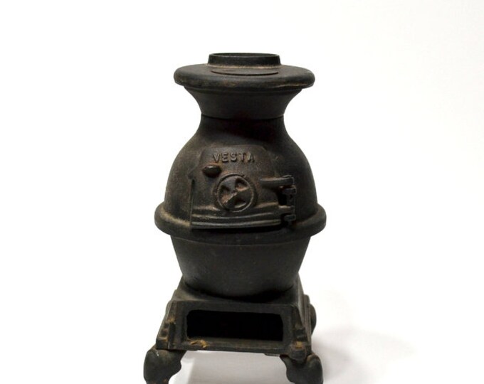 Vintage Miniature Vesta Cast Iron Stove Salesman Sample Pot Belly Stove ...