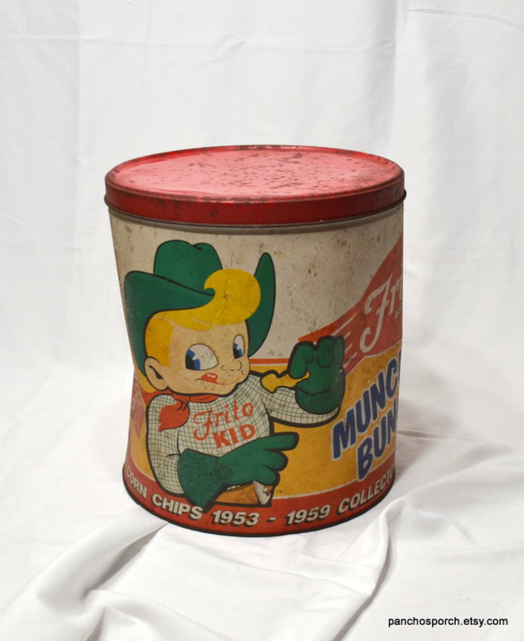 Vintage Frito Kid Tin Metal Decorative Tin Fritos Territory Cowboy Much ...