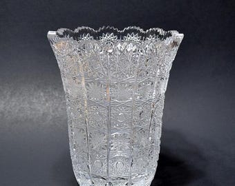 Vintage Queen Lace Crystal Bowl: Bohemian Star Cut Glass Centerpiece - Etsy