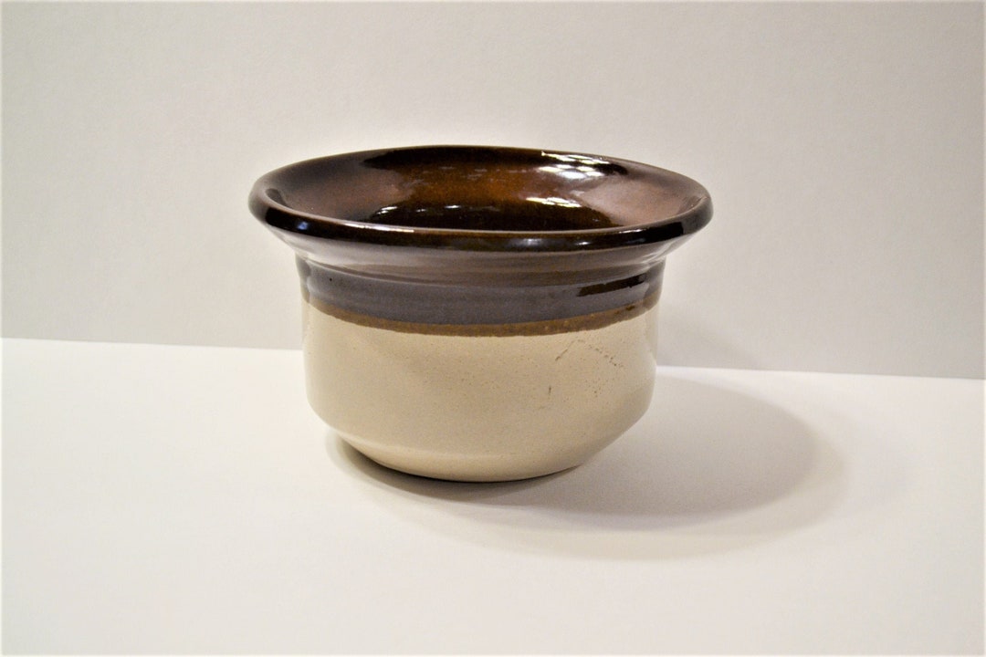 Vintage Pottery Crock Brown Beige Bowl Marked USA Rustic Kitchen Decor ...