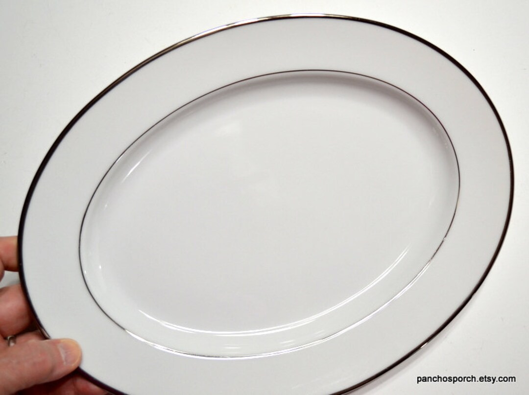 Vintage Noritake Spectrum Platter: 11" Oval White Platinum Trim - Etsy