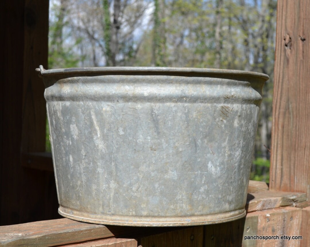 Vintage GALVANIZED Bucket With Handle Marked A 4 Gallon Metal Bucket ...