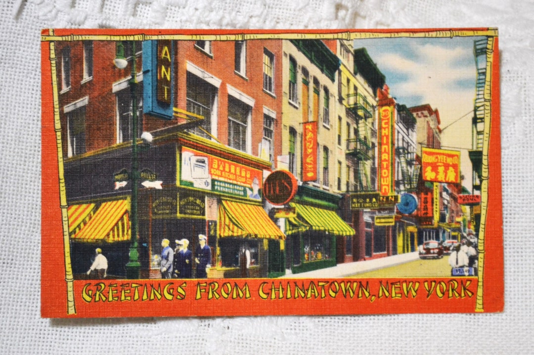 Vintage NEW YORK CITY Postcard 1950s Chinatown Americana Souvenir Post ...